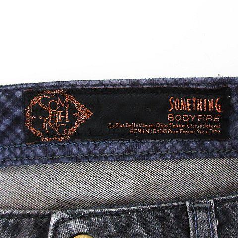 SOMETHING サムシング something BODY FIRE SW404 デニム ジーンズ ボトムス ストレート ストレッチ 28 ブラック ※EKM レディース : ブランド古着 ...