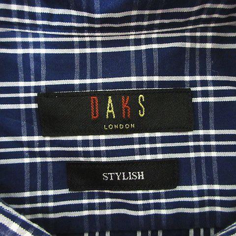 ダックス DAKS シャツ 半袖 ボタンダウン チェック 胸ポケット コットン M ネイビー×ホワイト ※EKM メンズ : ブランド古着販売のベクトル - 通販 - Yahoo!ショッピング