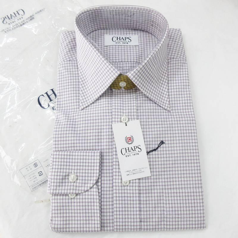 未使用品 チャップス CHAPS ワイシャツ 長袖 チェック柄 ホワイト パープル ブラック M 39-80 ビジネス ラルフローレン メンズ : ブランド古着販売のベクトル - 通販 ...