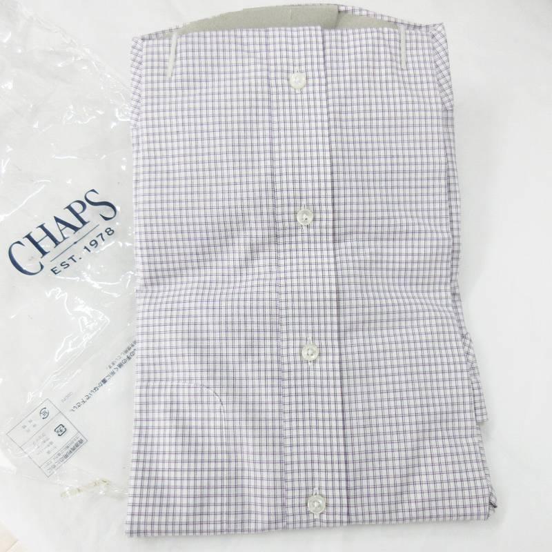 未使用品 チャップス CHAPS ワイシャツ 長袖 チェック柄 ホワイト パープル ブラック M 39-80 ビジネス ラルフローレン メンズ : ブランド古着販売のベクトル - 通販 ...