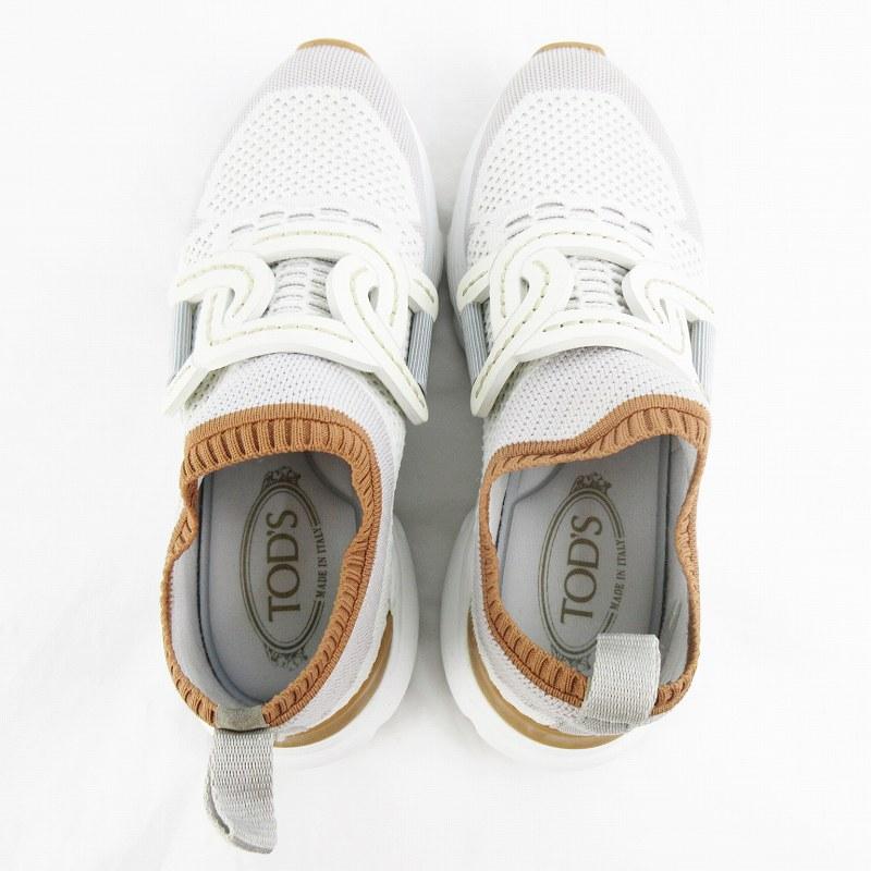 トッズ TOD'S ケイト ハイテクファブリック スニーカー ホワイト グレー ブラウン 35 約22cm レディース : ブランド古着販売のベクトル - 通販 - Yahoo!ショッピング