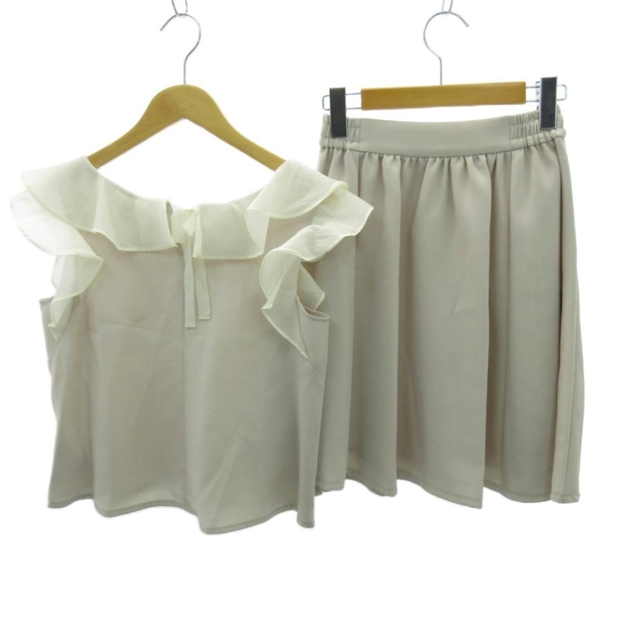 JILL STUART ジルスチュアート 美品 セットアップ カットソー スカート シースルー ノースリーブ ひざ丈 S ベージュ レディース ...