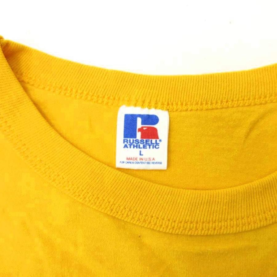 ラッセル RUSSELL ヴィンテージ 90s EAGLE Tシャツ ロゴ プリント シングルステッチ 半袖 L 黄 イエロー 0113 ...