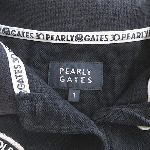 パーリーゲイツ PEARLY GATES ポロシャツ ゴルフ スポーツウェア 半袖 ロゴ 刺繍 紺 ネイビー 1 レディース : ブランド古着 ...