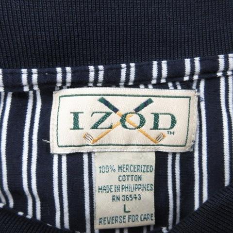 IZOD アイゾット ゴルフ スポーツウェア ポロシャツ シャツ 半袖 ストライプ ネイビー ホワイト 紺 白 L メンズ : ブランド古着販売のベクトル - 通販 - Yahoo!ショッピング