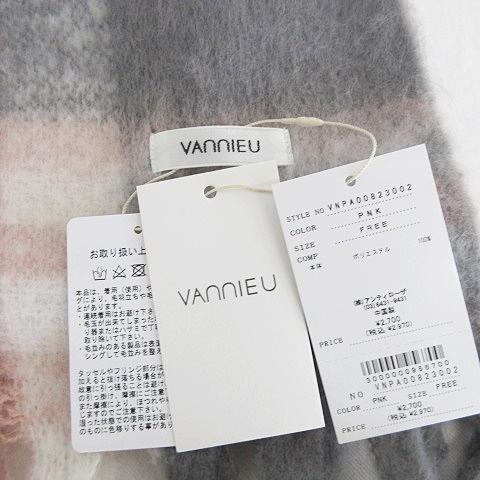 未使用品 ヴァニーユー VANNIE U マフラー ストール ショール フリンジ チェック ピンク グレー F レディース : ブランド古着 ...