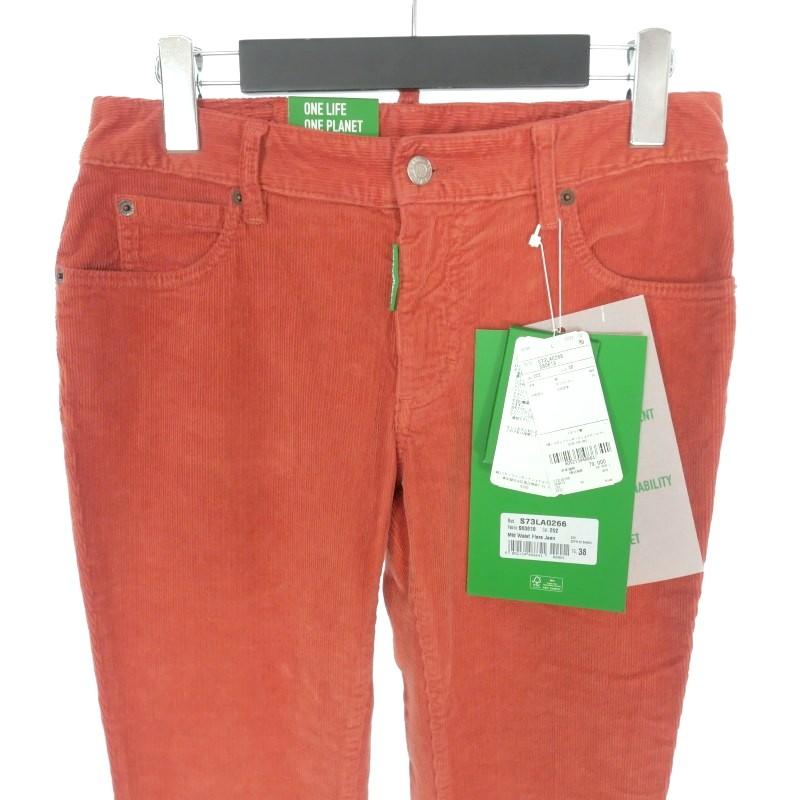 【中古】未使用品 ディースクエアード DSQUARED2 22AW Mid Waist コーデュロイ フレアパンツ 38 赤 レッド S73LA0266 DSQUARED2（ディースクエアード） 未使用品 DSQUARED2 22AW Mid Waist