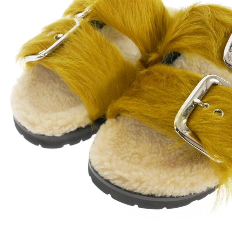 【中古】未使用品 ディースクエアード 22AW ROCK YOUR ROAD SANDALS レザー フラットサンダル 靴 37 ライム 緑 DSQUARED2（ディースクエアード） 未使用品 DSQUARED2 22AW ROCK YOUR