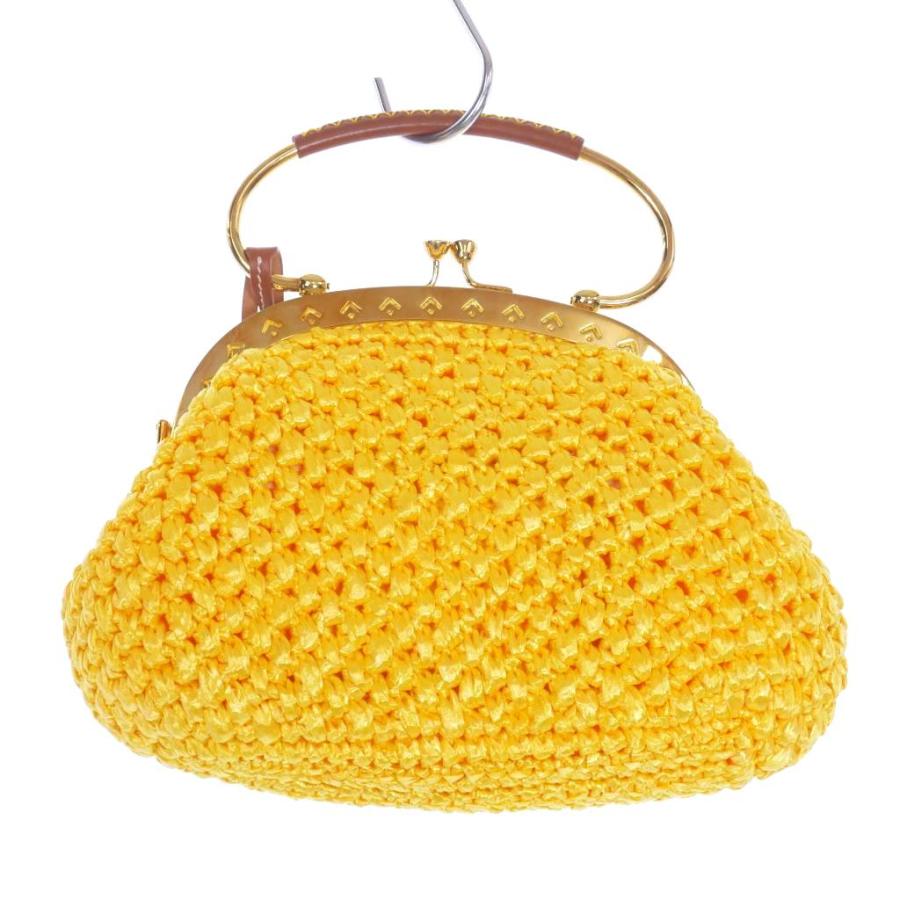 未使用品 メゾンマルジェラ Maison Margiela 21AW RAFFIA S.W.A.L.K. II 2WAY ラフィアハンドバッグ がま口 UNI イエロー 黄 S56WD0130 ...