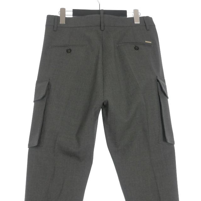 【中古】未使用品 ディースクエアード DSQUARED2 23AW フランネル テーパードカーゴパンツ スラックス 50 グレー 国内正規 DSQUARED2（ディースクエアード） 未使用品 DSQUARED2 23AW 1 Pleat