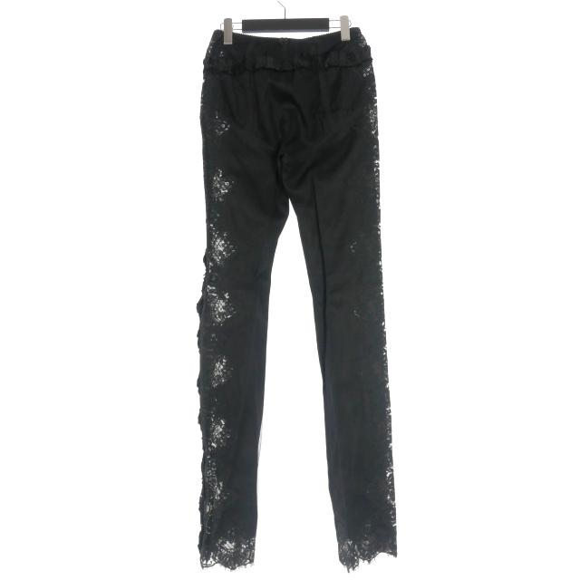 【中古】ディースクエアード DSQUARED2 23AW GothLaceTrimmedPant 刺繍レースフリルパンツ スラックス 40 S72KA1201 国内正規 レディース DSQUARED2（ディースクエアード） 未使用品 DSQUARED2 23AW Goth Lace