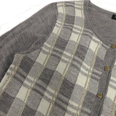 クリアインプレッション CLEAR IMPRESSION アンサンブルニット カーディガン 丸首 長袖 ニット 半袖 チェック グレー 白 ゴールド 2 : ブランド古着販売のベクトル ...