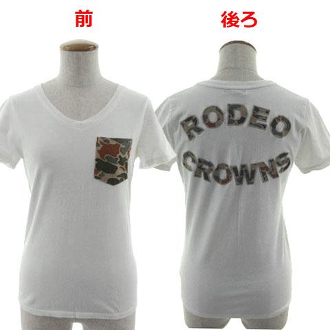 ロデオクラウンズワイドボウル RCWB Tシャツ Vネック ポケT 胸ポケ 半袖 バックロゴ コットン ホワイト 白 カモフラ 迷彩 S : ブランド古着販売のベクトル - 通販 ...
