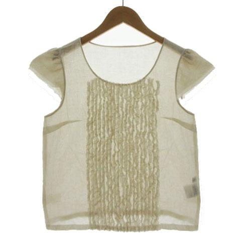 アンスペック UNSPECK フリンジフリル ピンタック シアーブラウス 3191-60304 フレンチスリーブ リネン混 ベージュ 38 レディース : ブランド古着販売のベクトル - 通販 ...