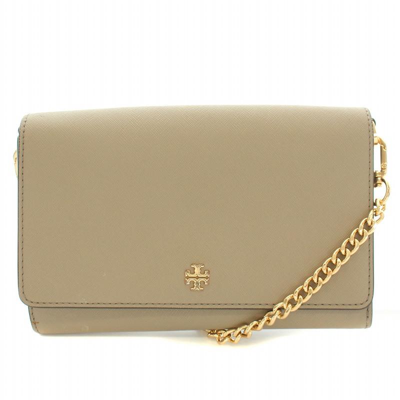 TORY BURCH（トリーバーチ） ショルダーバッグ ウォレット 財布 チェーン レザー ロゴ グレージュ /BB GY18 レディース : ブランド古着販売のベクトル - 通販 ...