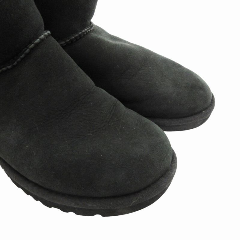 アグ オーストラリア UGG australia ショートブーツ シューズ ムートン ロゴ パッチ US8 25.0cm 黒 ブラック /HO ...