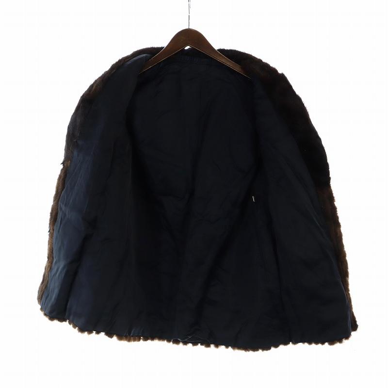 ノーブランド品 毛皮コート ミンクファー 長袖 総裏地 ミドル 11 L 茶