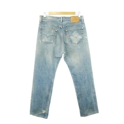 Levi's 501xx 98年製 刻印524 デニムパンツ ジーンズ ストレート ボタンフライ ダメージ加工 made in USA W34 L36 青 ブルー 501-0000 ...