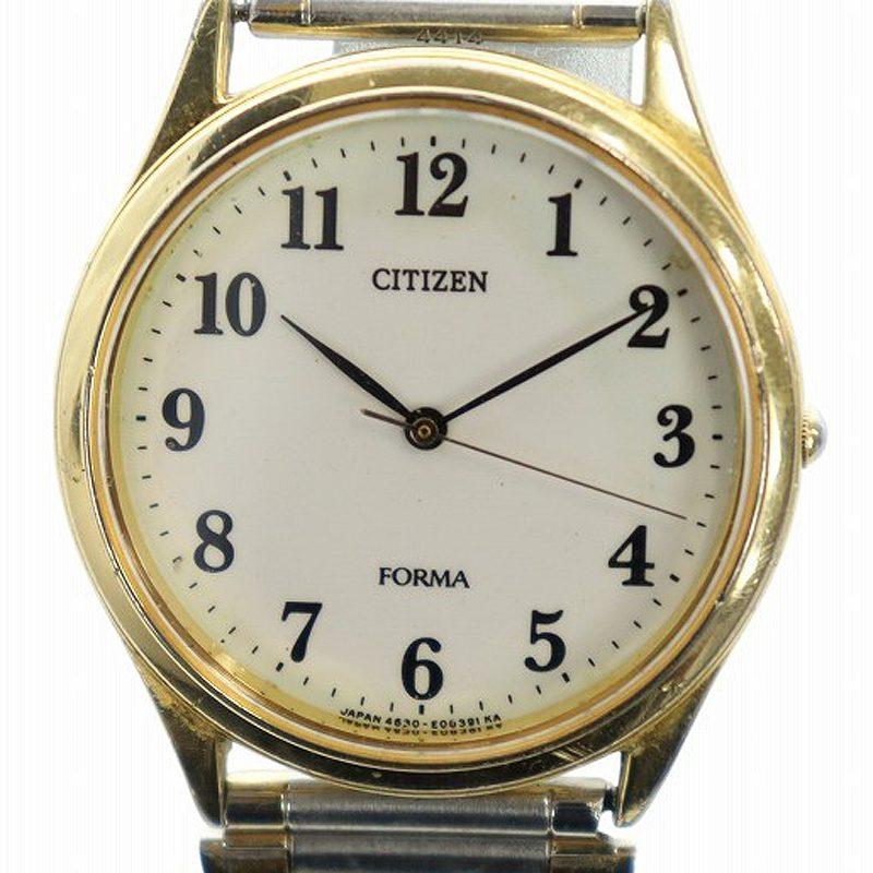 シチズン CITIZEN フォルマ FORMA 腕時計 ウォッチ クォーツ ロゴ 白文字盤 ゴールド色 シルバー色 4631-E63051 ...
