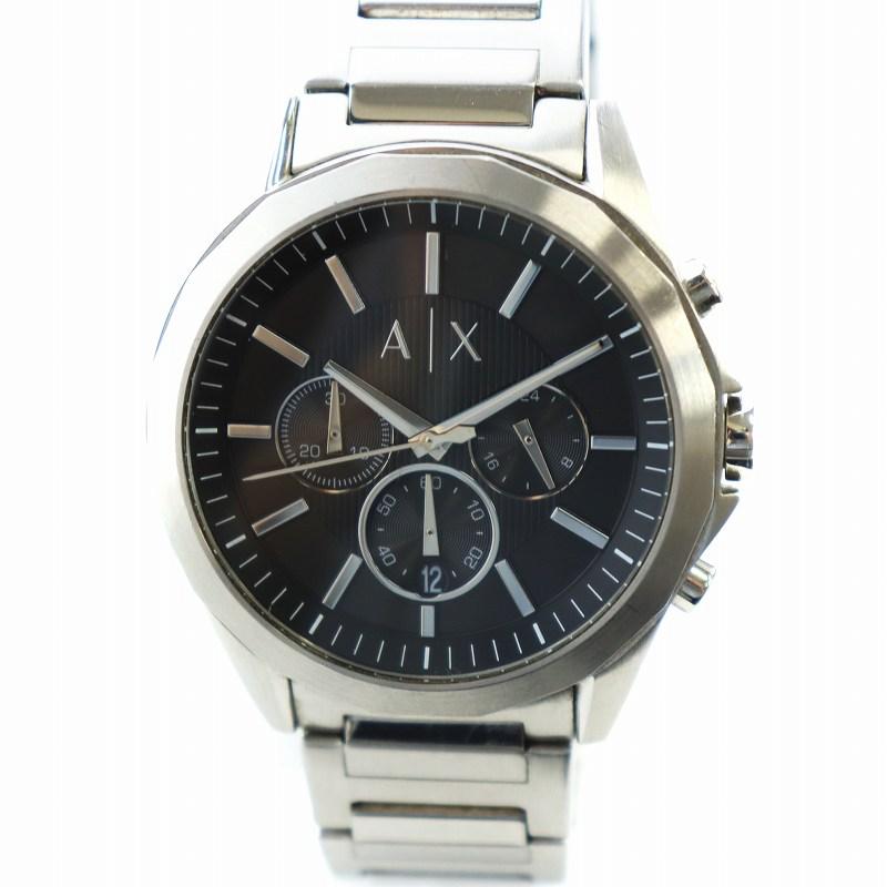 アルマーニエクスチェンジ A/X ARMANI EXCHANGE 腕時計 ウォッチ クロノグラフ クォーツ 黒文字盤 ロゴ シルバー色 ...