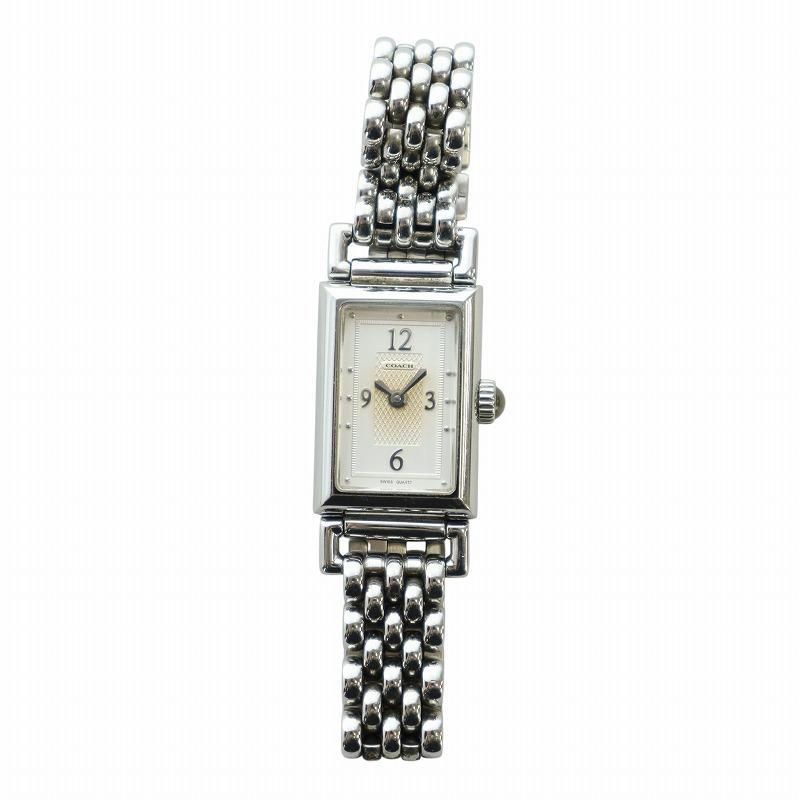 COACH コーチ 腕時計 ウォッチ クォーツ スクエア 白文字盤 シルバー色 0820 GY11 /MQ レディース : ブランド古着販売の ...