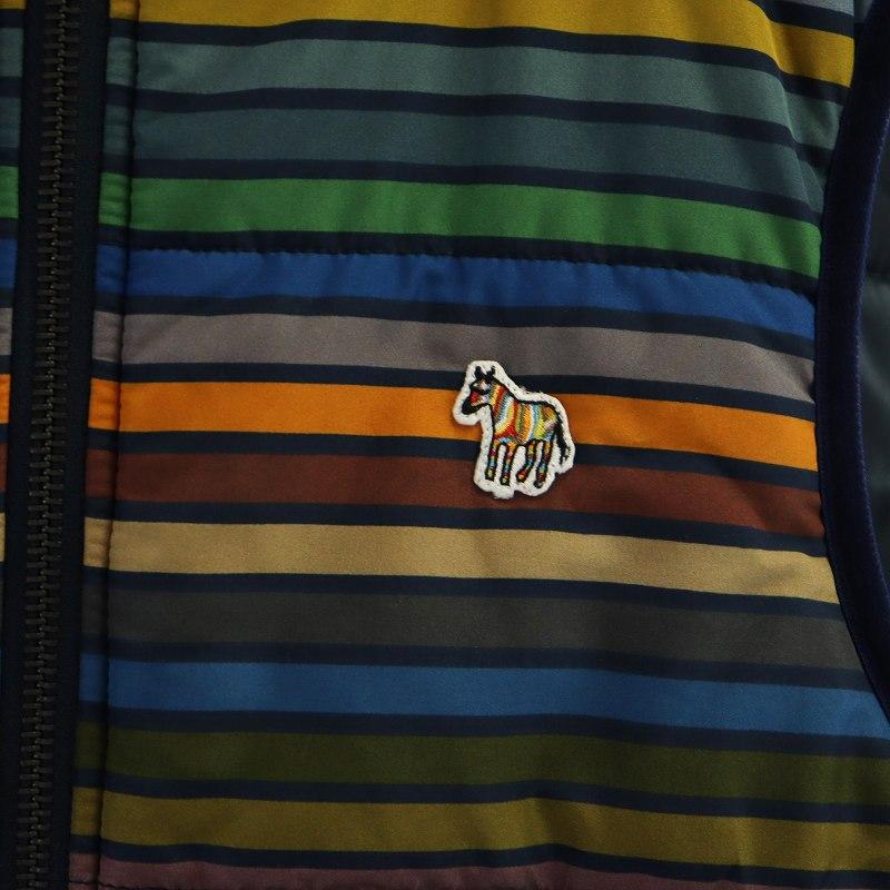 Paul Smith ポールスミス PAUL SMITH 中綿ベスト ブルゾン ジップアップ ロゴ フード シグネチャー柄 10A 140cm ...