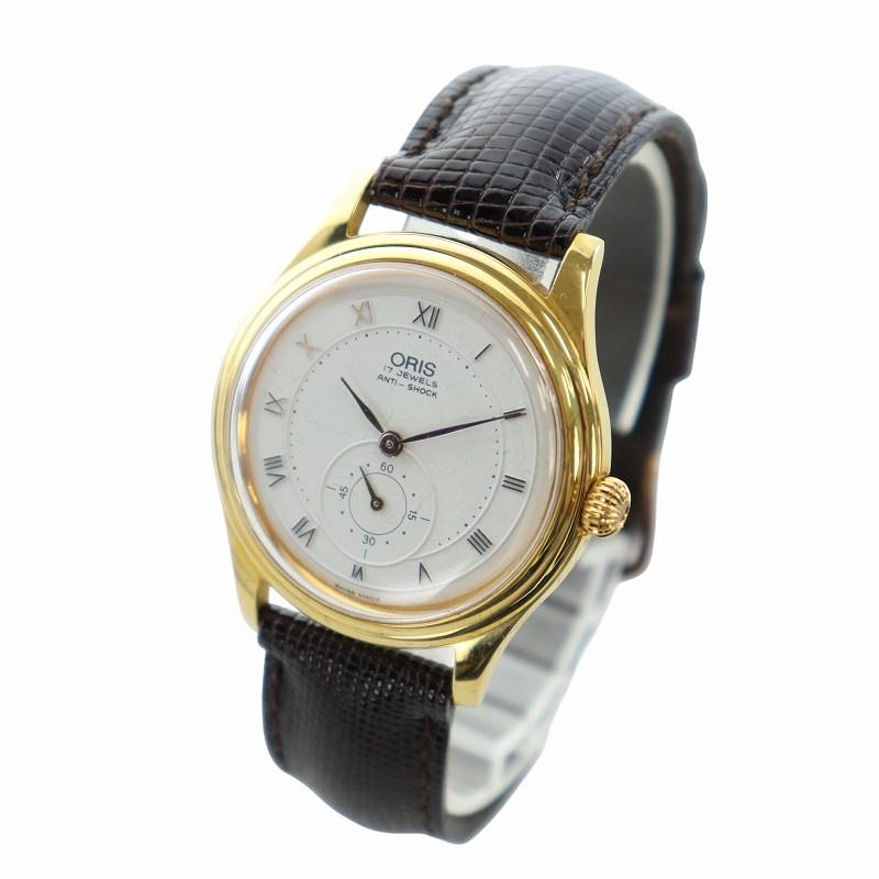 オリス ORIS 腕時計 ウォッチ 手巻き 白文字盤 ローマン 17石 ロゴ レザーベルト ゴールド色 茶 ブラウン 7427-26 GY18 /MQ メンズ : ブランド古着販売のベクトル ...