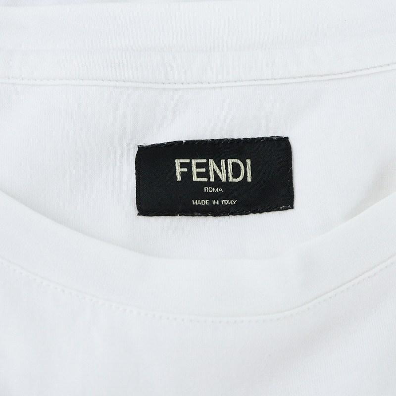 【中古】フェンディ FENDI Tシャツ カットソー 半袖 ロゴ ズッカ柄 総柄 XL 白 ホワイト ■GY18 /MQ メンズ FENDI（フェンディ） FENDI Tシャツ カットソー 半袖 ロゴ ズッカ柄 総