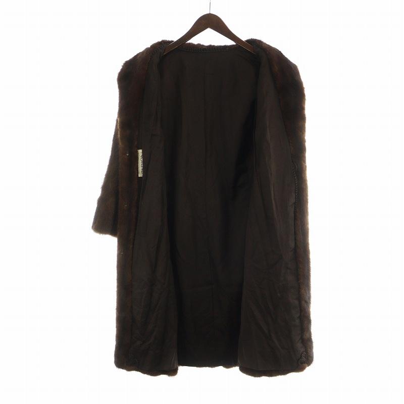 PARION 毛皮コート ロング 総裏地 ミドル ミンクファー 茶 ブラウン