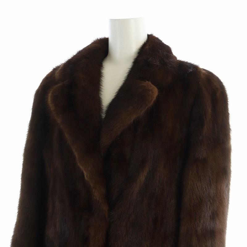 【中古】PARION 毛皮コート ロング 総裏地 ミドル ミンクファー 茶 ブラウン ■GY18 /MQ PARION 毛皮コート ロング 総裏地 ミドル ミンクファー 茶 ブラウン