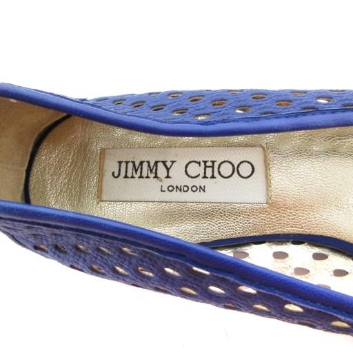 【中古】ジミーチュウ JIMMY CHOO パンプス フラットシューズ パンチング レザー 青 ブルー /AE ■GY17 レディース ジミーチュウ JIMMY CHOO パンプス フラットシューズ パンチング