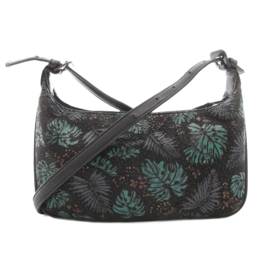 印傳屋 INDEN‐YA INDENYA ショルダーバッグ 斜め掛け クロスボディ 葉っぱ柄 三日月型 漆 鹿革 レザー 黒 ブラック /GV GY18 : ブランド古着販売のベクトル ...