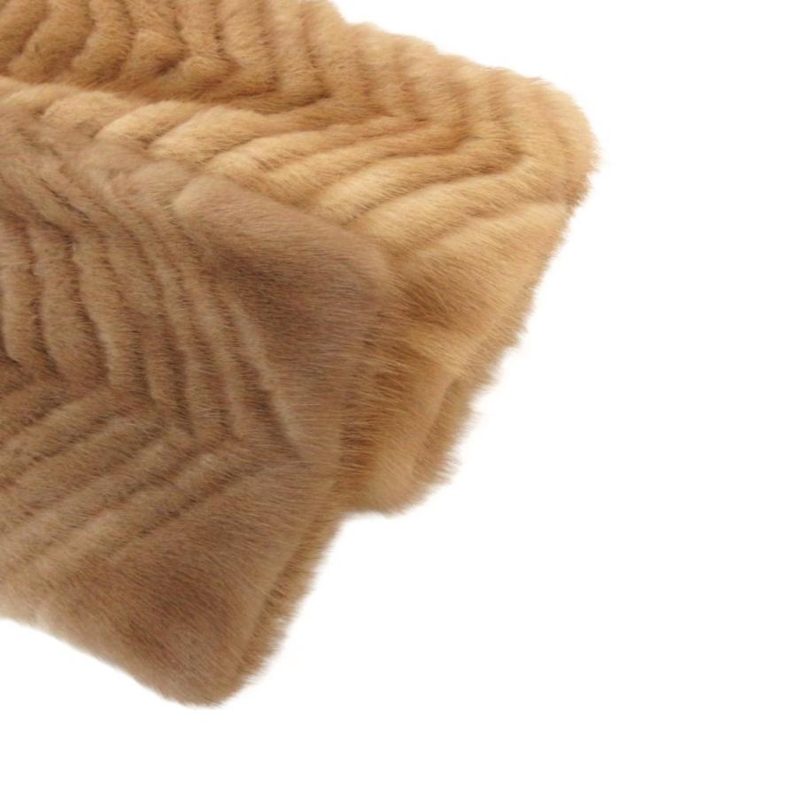 ファーコート 毛皮 ミンク ストライプ ショールカラー ミドル丈 9