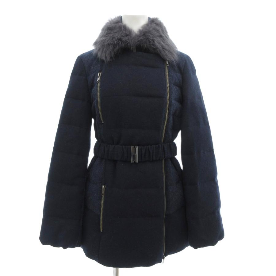 Paul Smith BLACK ポールスミス ブラック シェットランドツイード ライダースタイプ ダウンジャケット 38 ラムファー ベルト ...