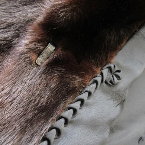 ノーブランド ファーコート ロング丈 テーラーカラー ミンク 毛皮 茶