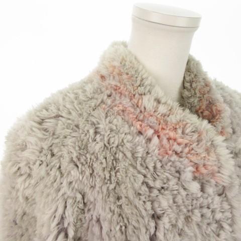 【中古】エロムロシェ Erom Roche ファーコート ラビット 毛皮 ミックスカラー グレー ピンク /AH24 ■GY11 エロムロシェ Erom Roche ファーコート ラビット 毛皮 ミックスカラー