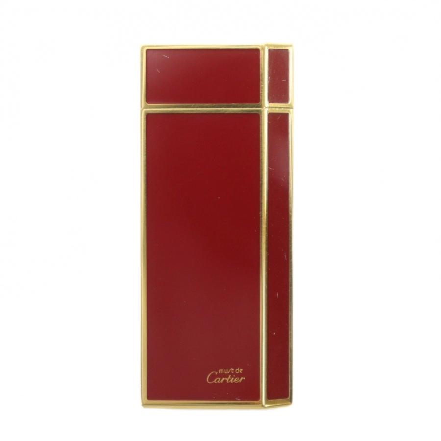 Cartier（カルティエ） ペンタゴン ガスライター ラッカー 喫煙具 タバコ 小物 火花確認済み 金色 ゴールドカラー ボルドー /KW ...