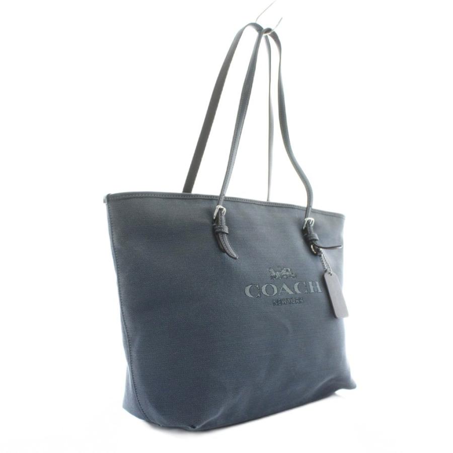 【中古】コーチ COACH トートバッグ ワンショルダー デニム キャンバス レザー ロゴ 紺 ネイビー 6528 COACH（コーチ） トートバッグ ワンショルダー デニム キャンバス