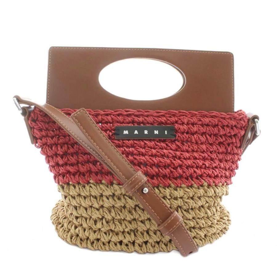 MARNI（マルニ） 未使用品 キッズ KIDS かごバッグ ハンド ショルダー 2WAY スクエア ロゴ ベージュ 赤 レッド M01475 ...