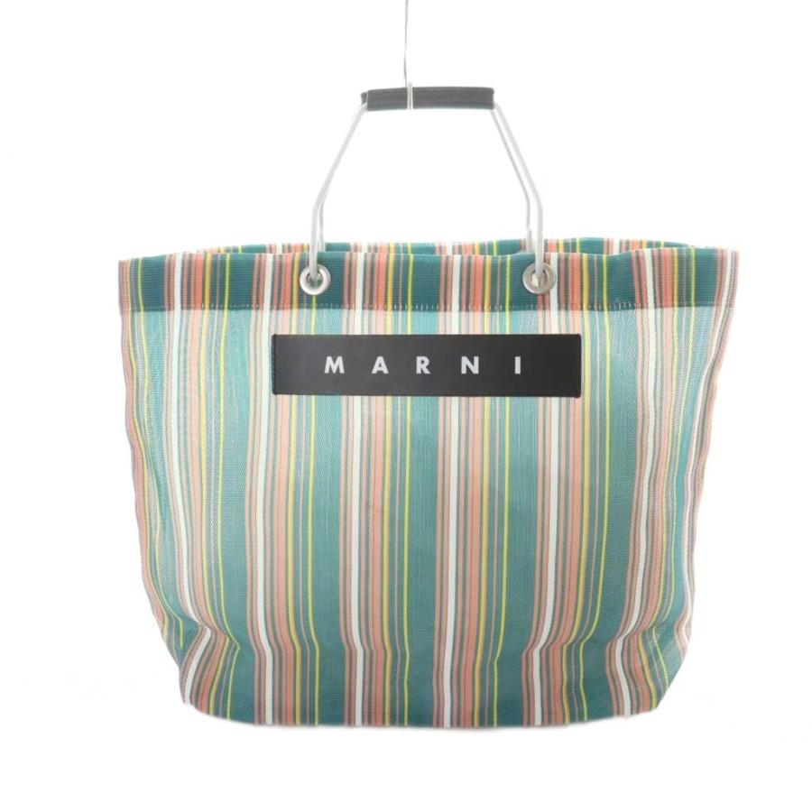 MARNI（マルニ） フラワーカフェ トートバッグ ハンド ロゴ ストライプ メッシュ マルチカラー GY18 /MQ レディース ...