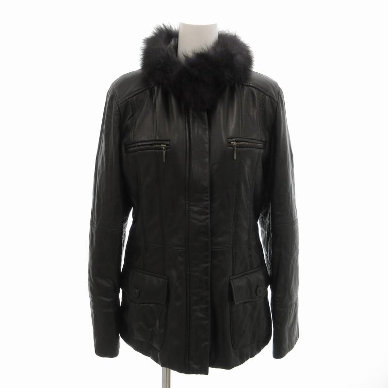 アジューダ AJUDA ラムレザージャケット ブルゾン コート フォックスファー切替 ダブルジップ 40 L 黒 ブラック /FT レディース : ブランド古着販売のベクトル - 通販 ...