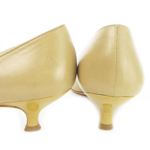 FERRAGAMO サルヴァトーレフェラガモ パンプス ローヒール ポインテッドトゥ レザー 切替 エナメル ガンチーニ 5.5 22.5cm ...