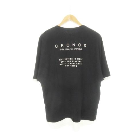 未使用品 クロノス CRONOS Tシャツ クルーネック 半袖 五分袖 フェイクレイヤード プリント ロゴ ストレッチ トレーニング 36 S 黒 : ブランド古着販売のベクトル - 通販 ...