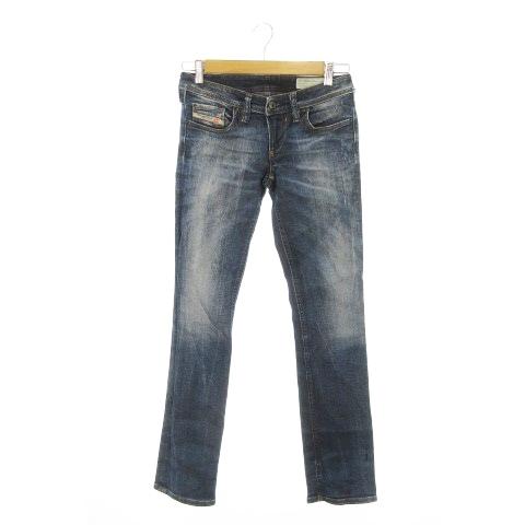 DIESEL（ディーゼル） DIESEL Lowky デニムパンツ ジーンズ ストレート ローライズ ストレッチ ウォッシュ加工 ヒゲ ロゴ ...