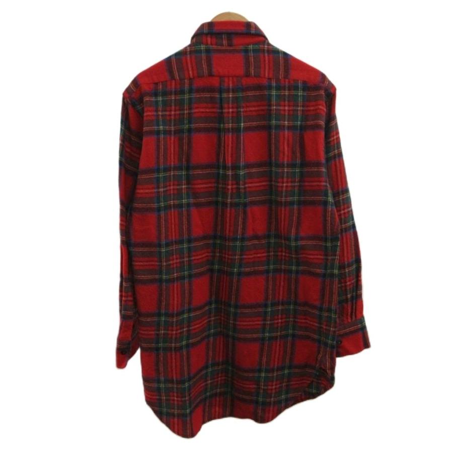 バーバリー ロンドン BURBERRY LONDON ネルシャツ ブラウス ウール 38 赤 レッド チェック柄 長袖 起毛 /PP GY50 ...