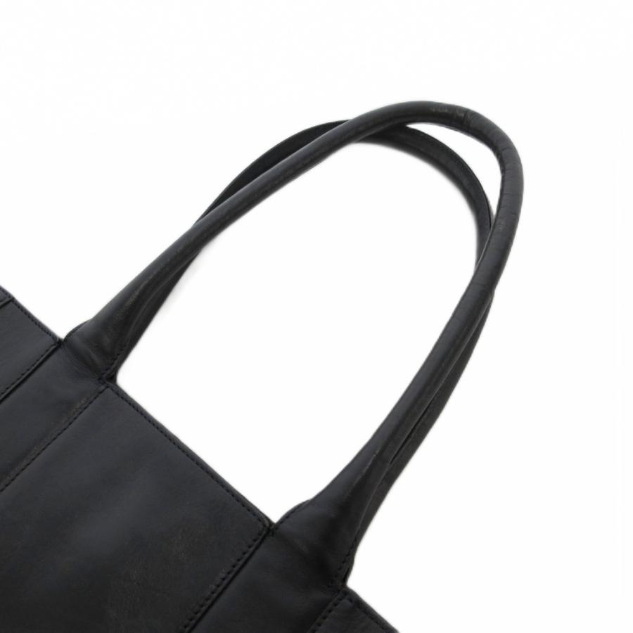 ヒロフ HIROFU トートバッグ Hロゴ レザー スクエア 黒 ブラック /UO