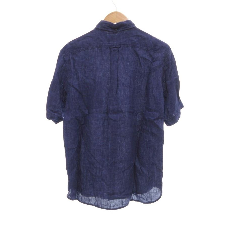 グリーンレーベルリラクシング ユナイテッドアローズ green label relaxing LINIFICIO ボタンダウン 半袖 シャツ リネン M ネイビー : ブランド古着販売の ...