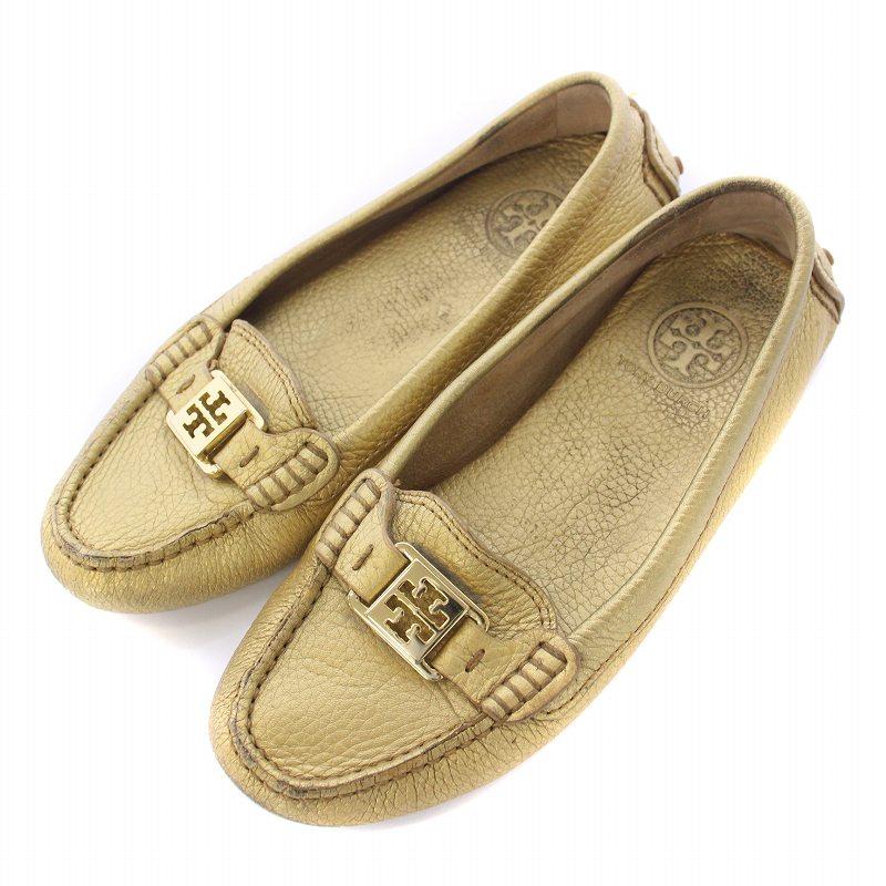 トリーバーチ TORY BURCH フラットシューズ スリッポン レザー ロゴ 装飾 6.5 23.5cm ゴールド色 /BB レディース : 168-102412060003 : ブランド ...
