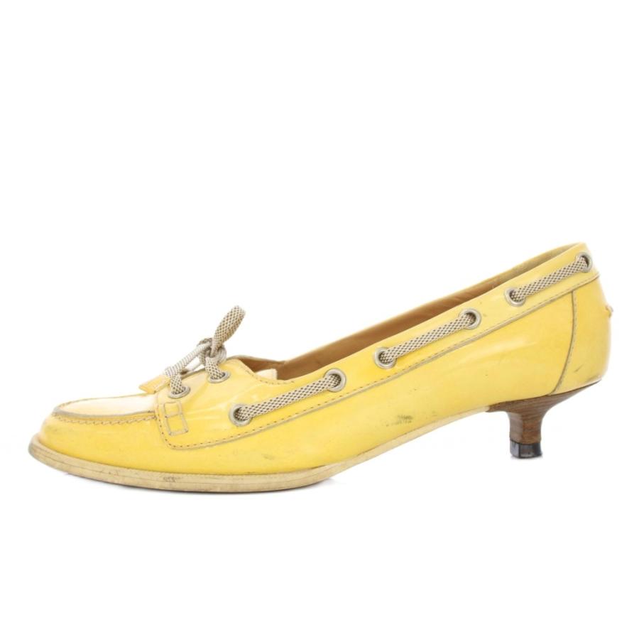 【中古】エルメス HERMES パンプス エナメル ラウンドトゥ レースアップ 36 黄 /TK レディース HERMES（エルメス） パンプス エナメル ラウンドトゥ レースアップ 36