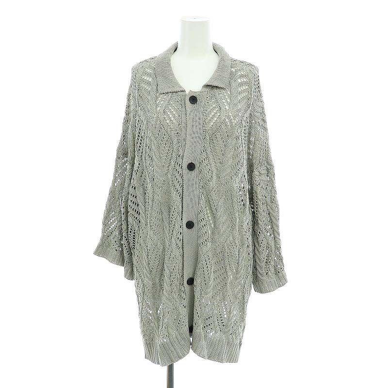 未使用品 クレイル CLEL Openwork Loose Mesh Crew Neck Cardigan カーディガン ニット L グレー /MF OS レディース : ブランド古着販売の ...